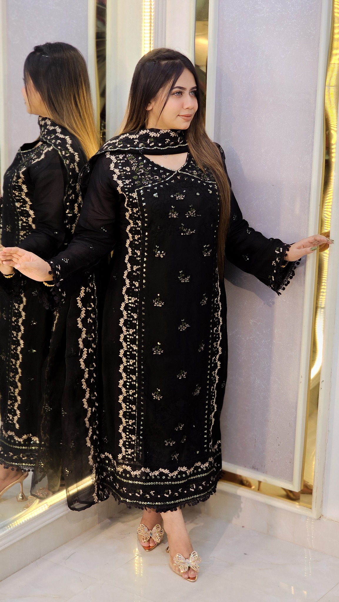 Pakistani inspired Embroidery Dress – Designer Land