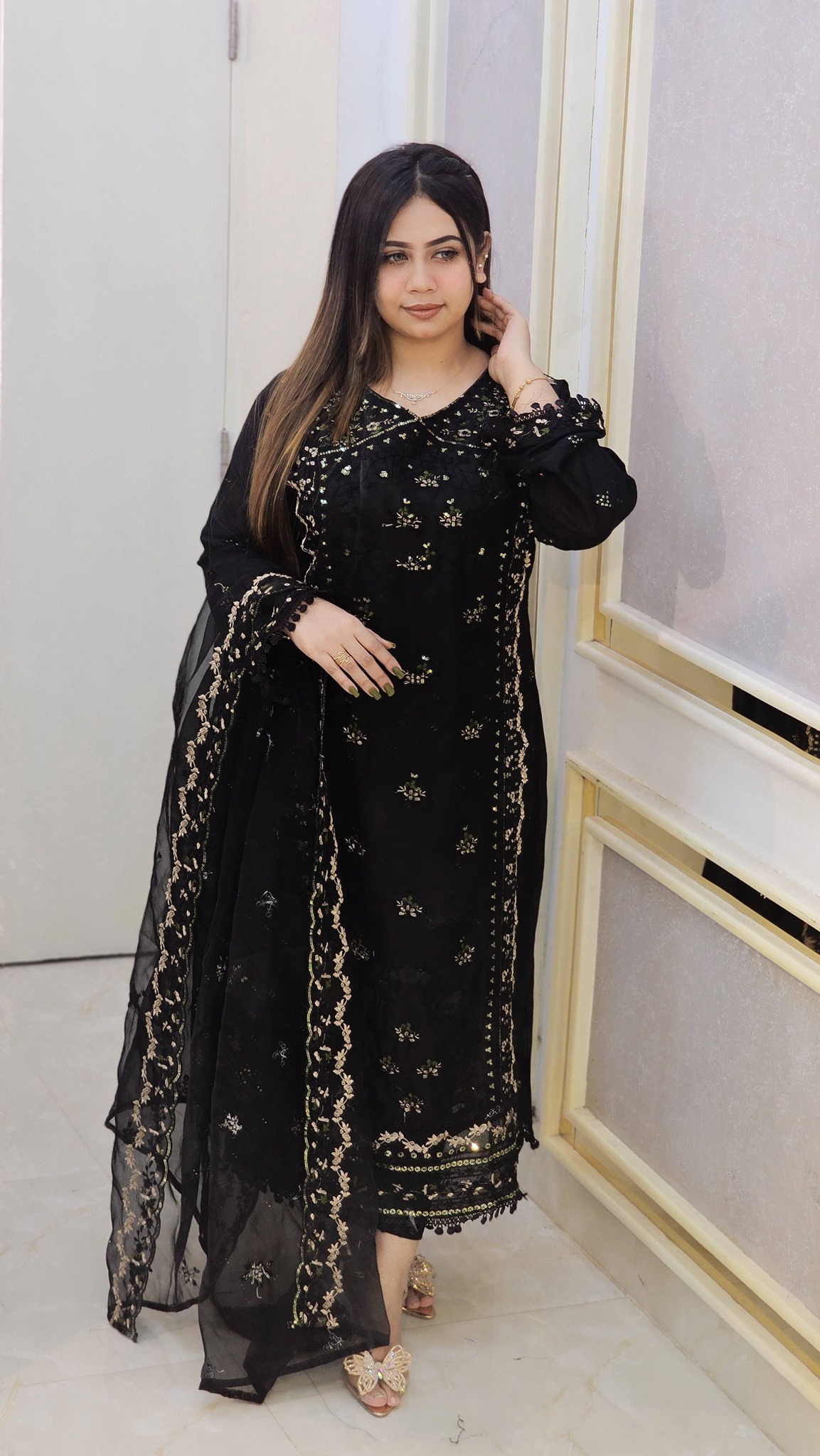 Pakistani inspired Embroidery Dress – Designer Land